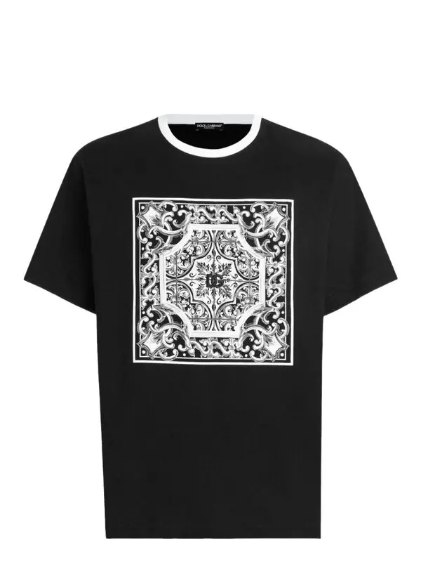 Dolce & Gabbana Dolce Gabbana Majolica Printed Crewneck T-shirt - Black