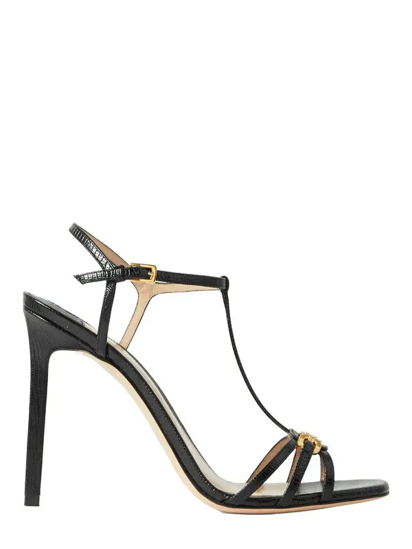 TOM FORD Ankle Strap Stiletto Sandals With Gold Hardware - Black