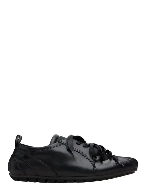 Simone Rocha Ballerina Leather Sneakers With Satin Laces - Black