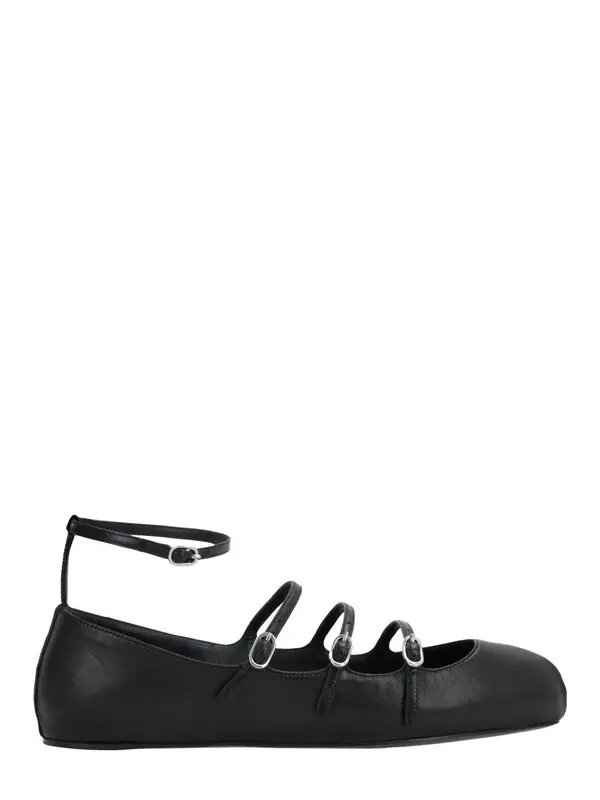 Alexander McQueen Buckled Straps Square-toe Ballerina Flats - Black