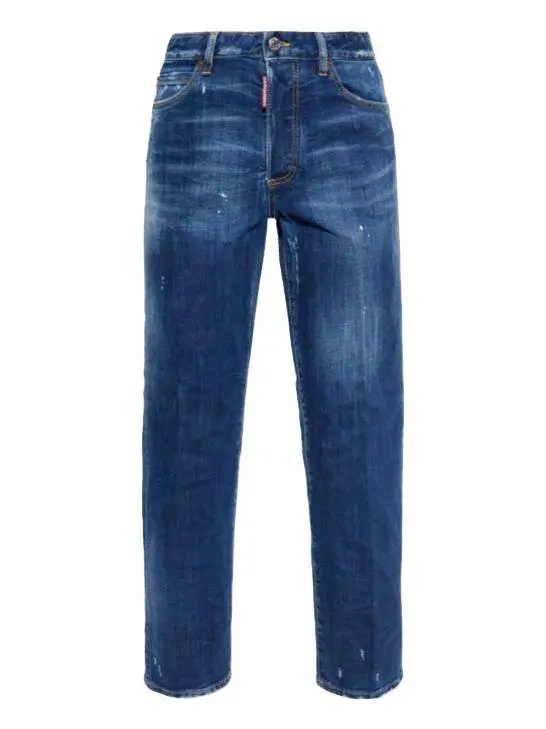 Dsquared2 Distressed Logo Patch Jeans - Navy Blue