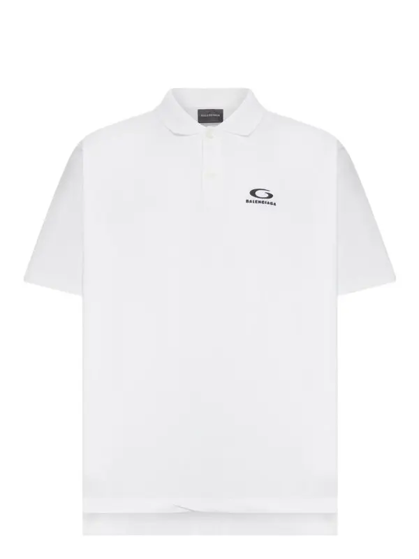 Balenciaga Logo Embroidered Short-sleeve Polo Shirt - White