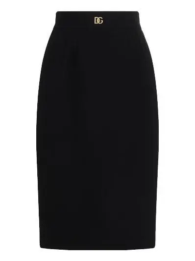 Dolce & Gabbana Dg Logo Plaque Midi Pencil Skirt - Black
