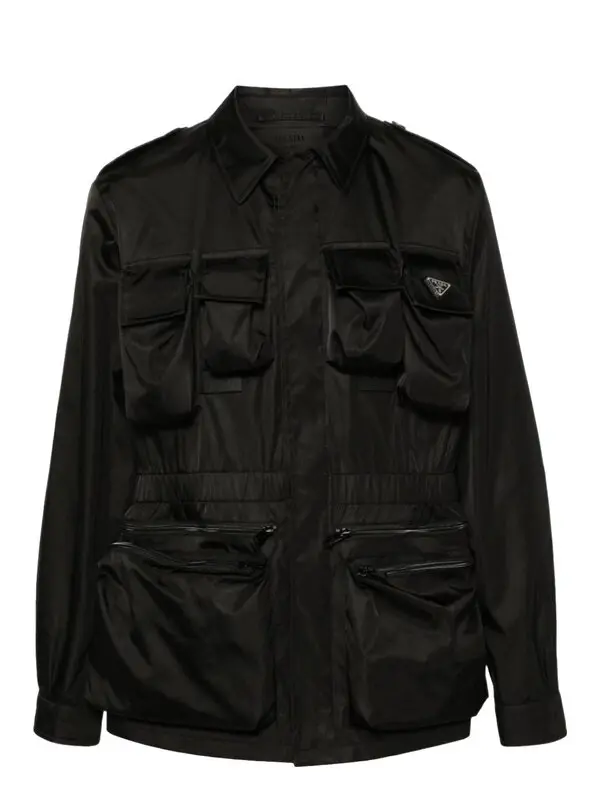 Prada Long-sleeved Jacket With Pocket Detail - Black