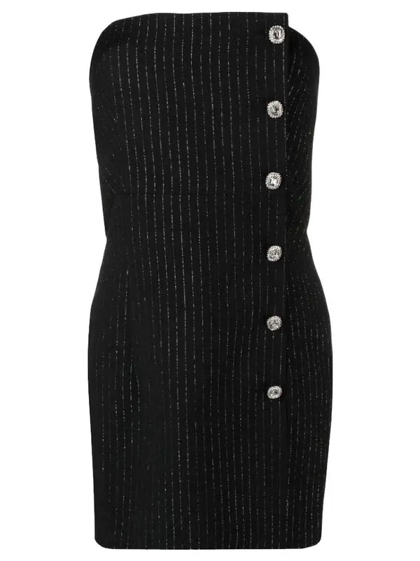Alessandra Rich Pinstripe Mini Dress - Black