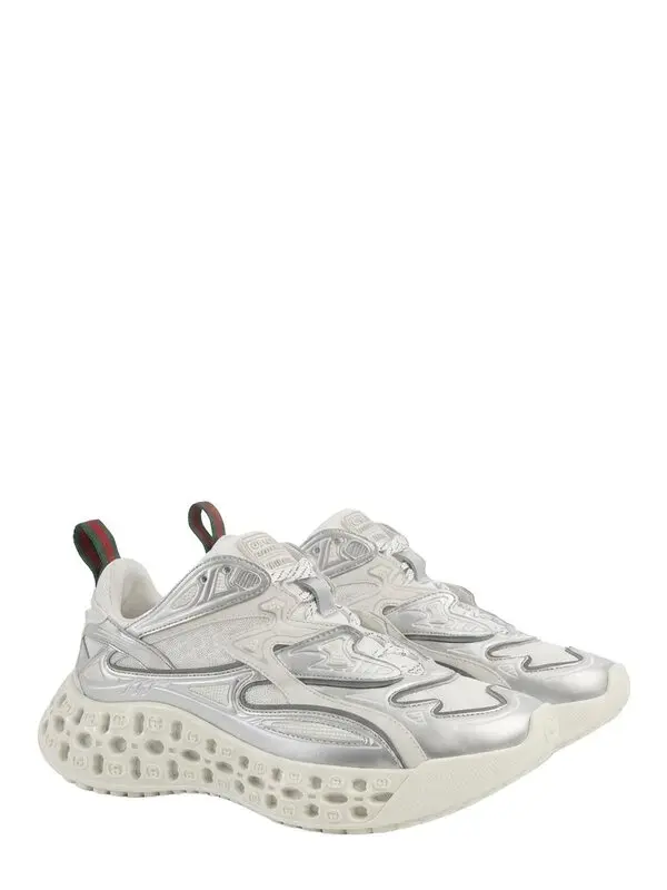 Gucci 3d Effect" Interlocking G Sneakers - White And Silver