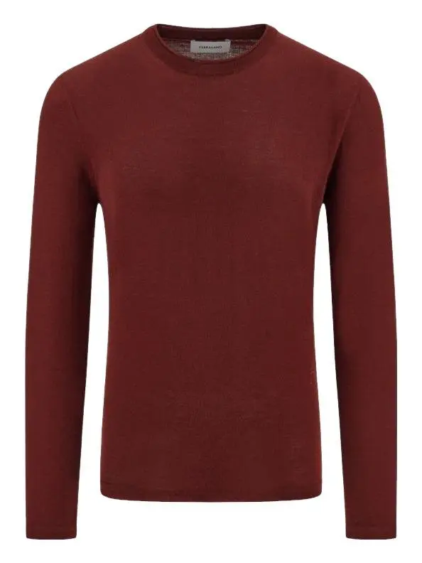 FERRAGAMO Embroidered Signature Light Sweater - Bordeaux