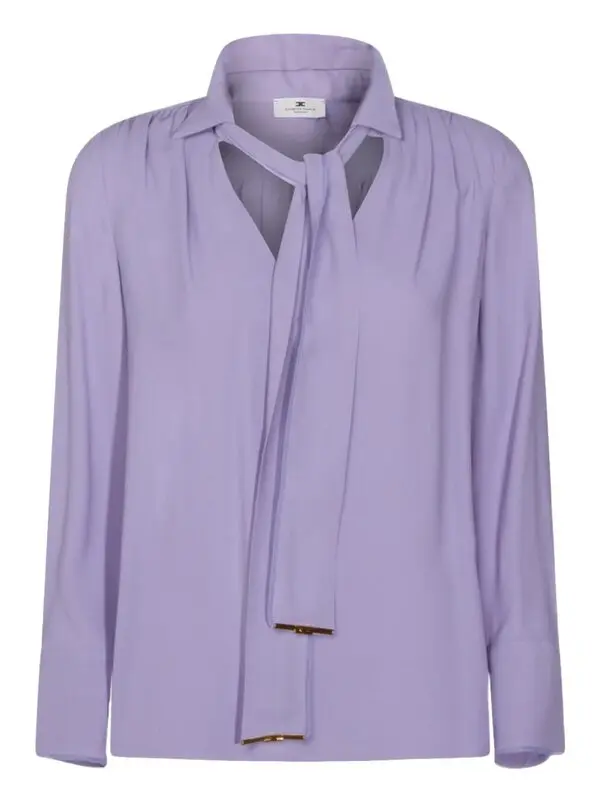 Elisabetta Franchi V-neck Blouse With Tie Detail - Lavender