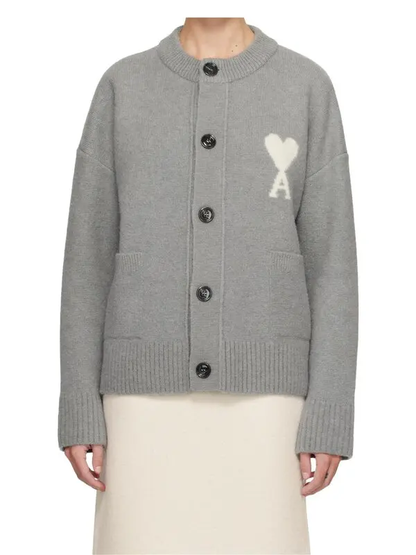 Ami De Coeur Alpaca Wool Cardigan - Grey