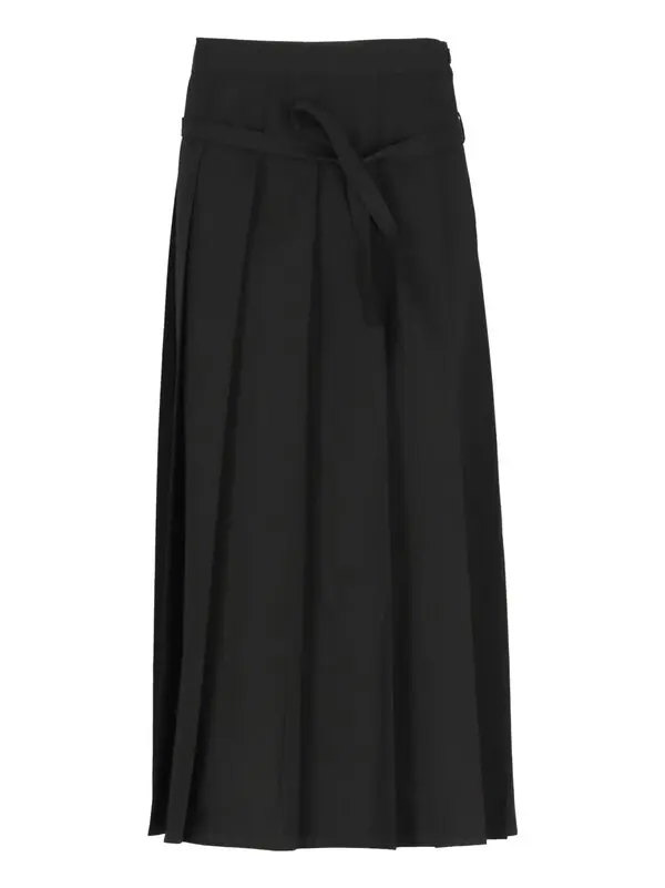 Fabiana Filippi Pleated Midi Skirt With Tie Detail - Black