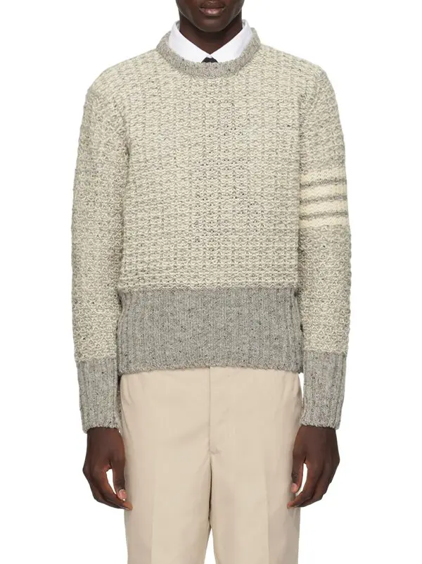 Thom Browne 4-bar Stripe Knitted Jumper - Light Gray