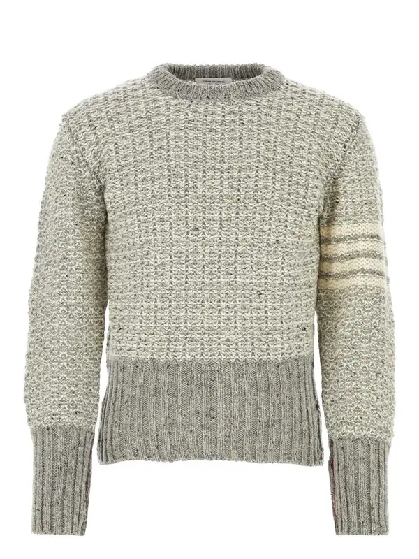 Thom Browne 4-bar Stripe Knitted Jumper - Light Gray