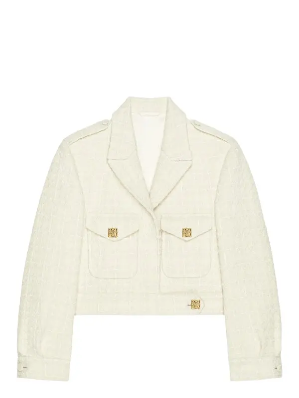 Givenchy 4g Plaque Tweed Cropped Jacket - Hazel