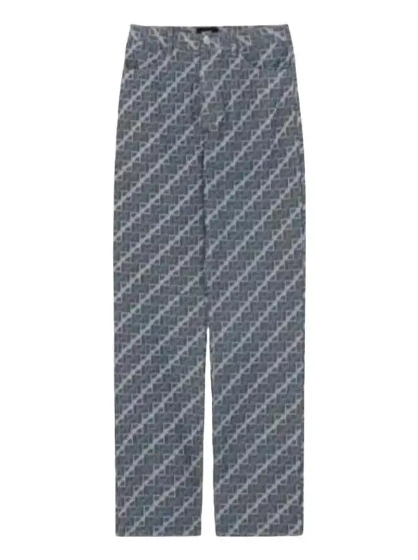 We11Done Logo Print Casual Pants - Gray