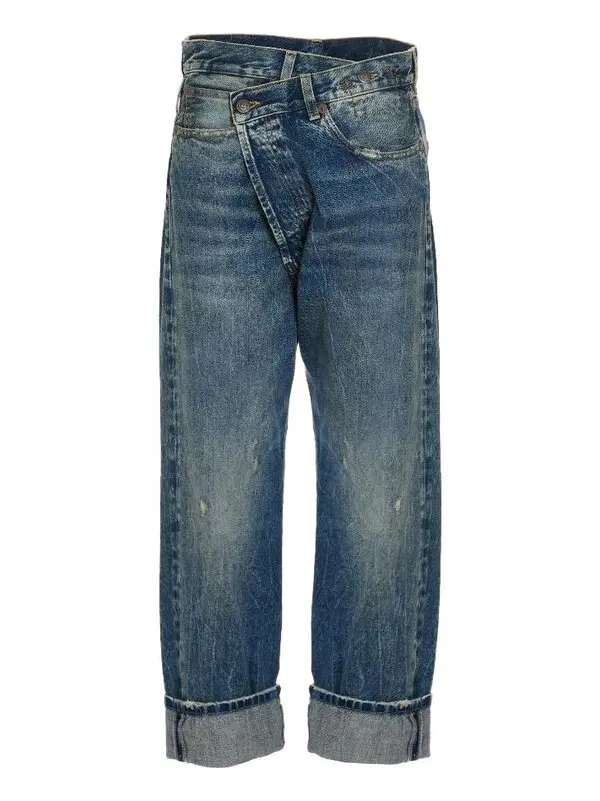 R13 High Waisted Crossover Jeans - Blue