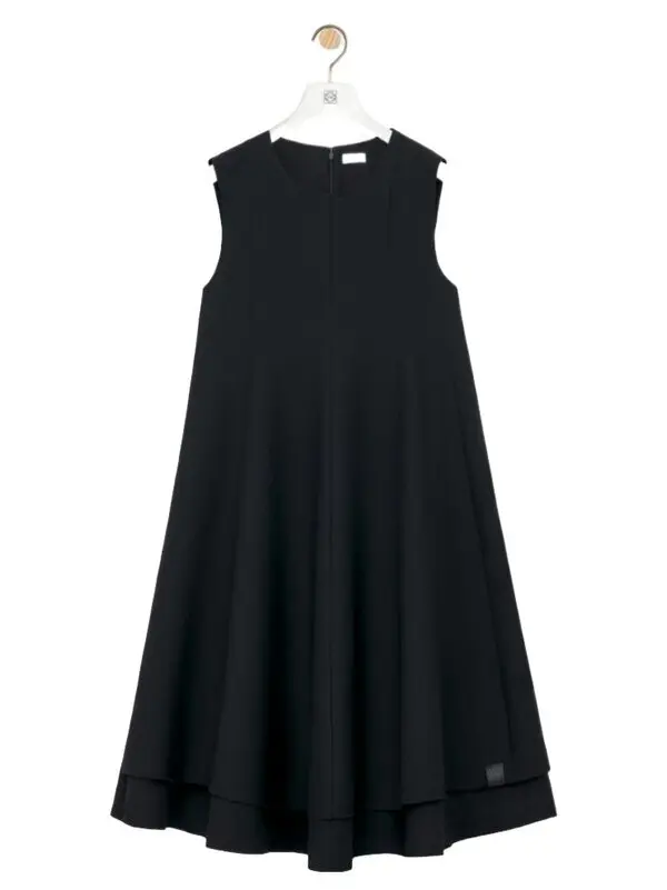 Loewe Double Layer Dress With Anagram Embossing - Black