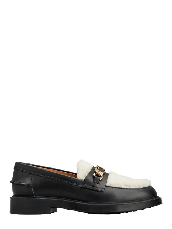 TOD'S Logo Plaque Loafers With Sheepskin Inlay - Multicolor