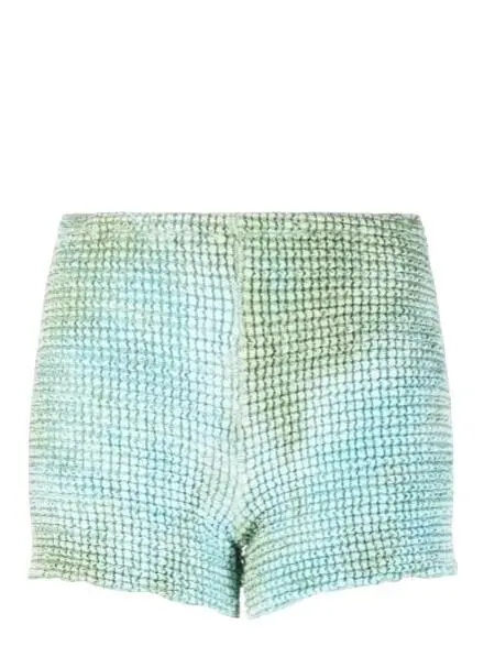 Off-White Tie-dye High-waisted Shorts - Light Blue