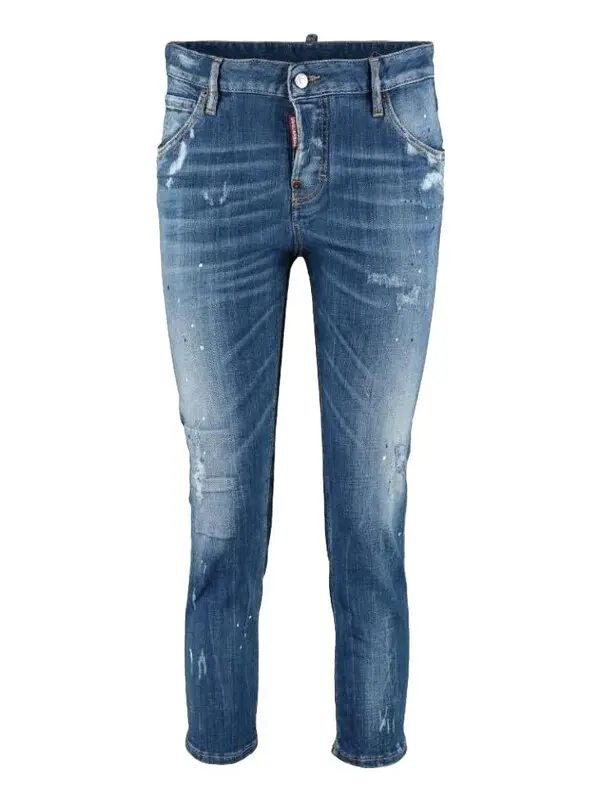 Dsquared2 Distressed Logo Detail Jeans - Blue