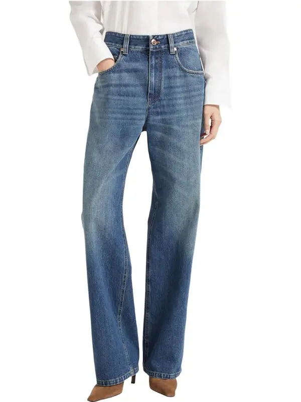 Brunello Cucinelli Boyfriend Jeans With Monili Decoration - Blue