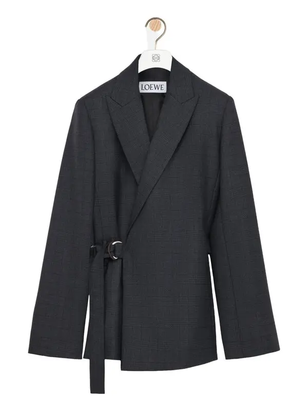 Loewe Checked Belted Blazer - Dark Gray