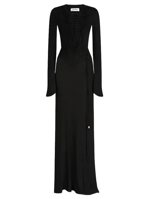 Attico Lace-up Maxi Dress - Black