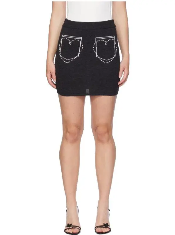 Moschino Elastic Waist Skirt With Ribbed Details - Nude