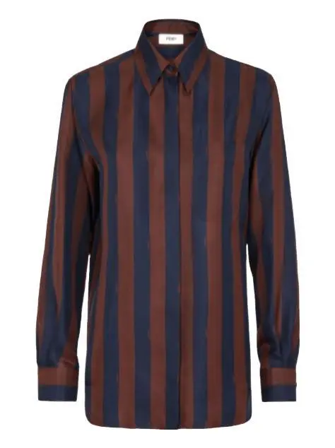 Fendi Long Sleeve Striped Shirt - Brown