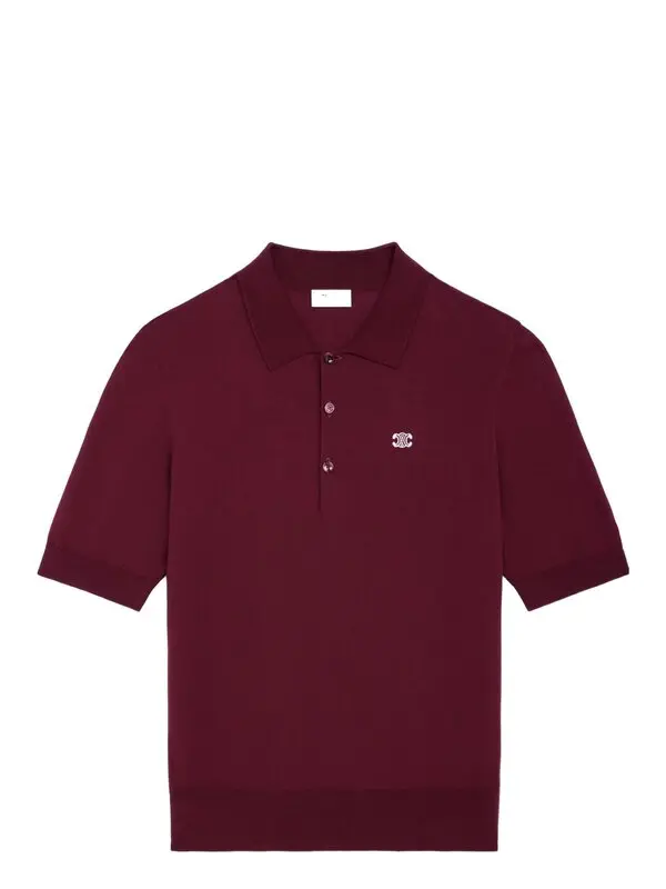 Celine Triomphe Polo In Fine Cotton - Burgundy Red