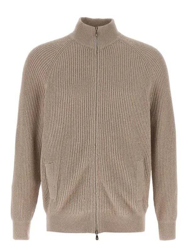 Brunello Cucinelli Malfilé English Rib Cardigan - Nude