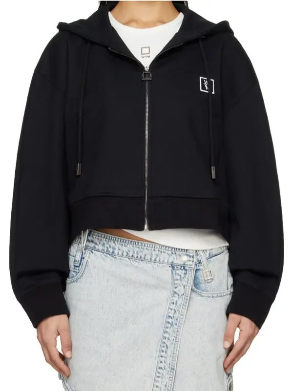 WOOYOUNGMI Long Sleeve Zip Up Hoodie - Black