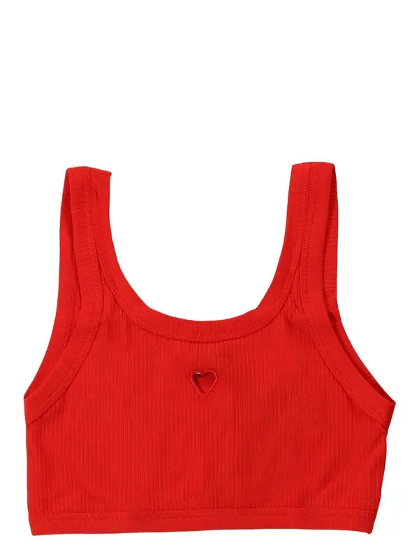 BASERANGE Ribbed Heart Cut-out Crop Top - Red