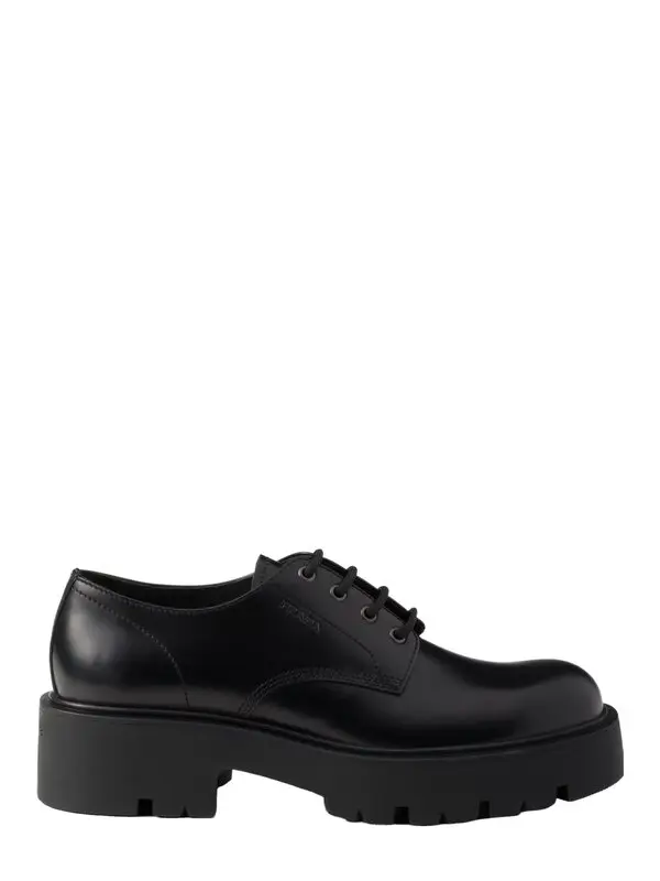 Prada Brushed Leather Derby - Black