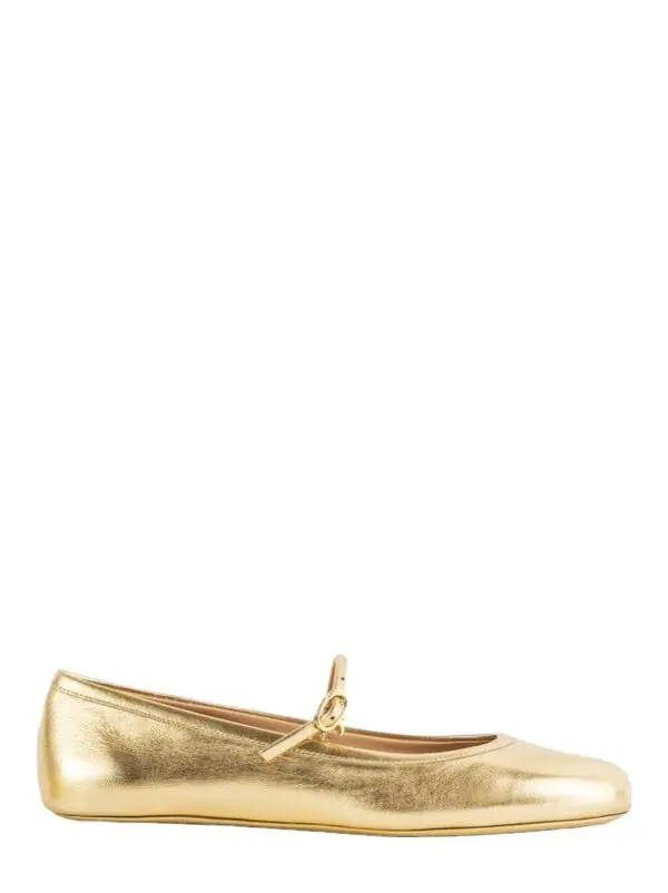 GIANVITO ROSSI Carla Round Toe Ballerina With Mary Jane Strap - Nude