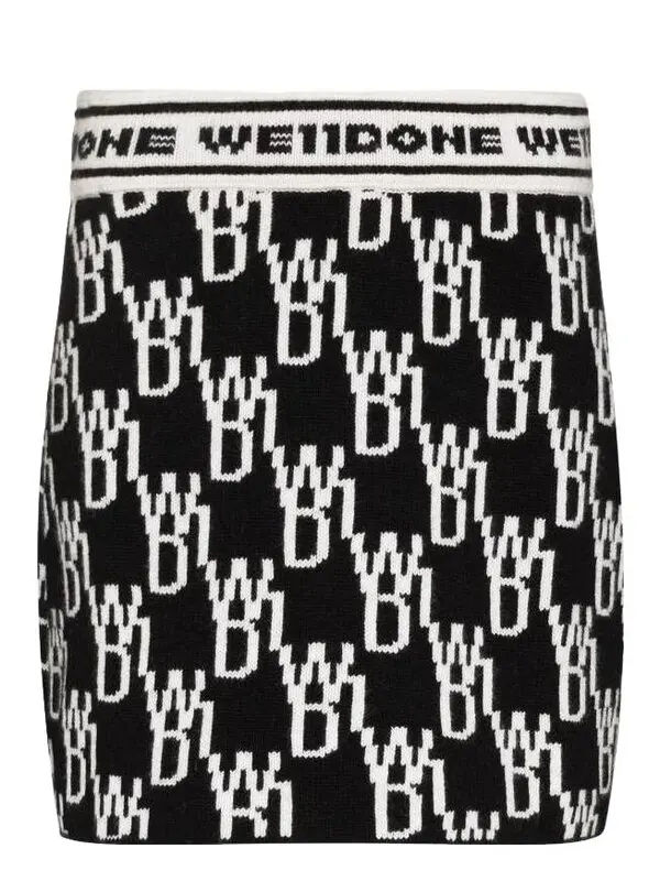 We11Done All-over Logo Knitted Mini Skirt - Black