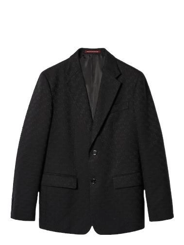 Gucci Gg Motif Single-breasted Jacket - Black
