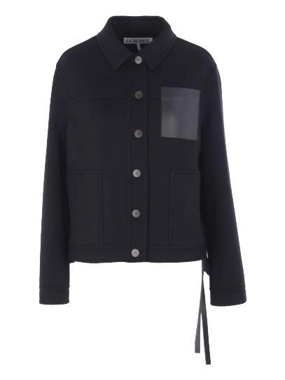 Loewe Single-breasted Jacket With Classic Collar And Patch Pockets - Black