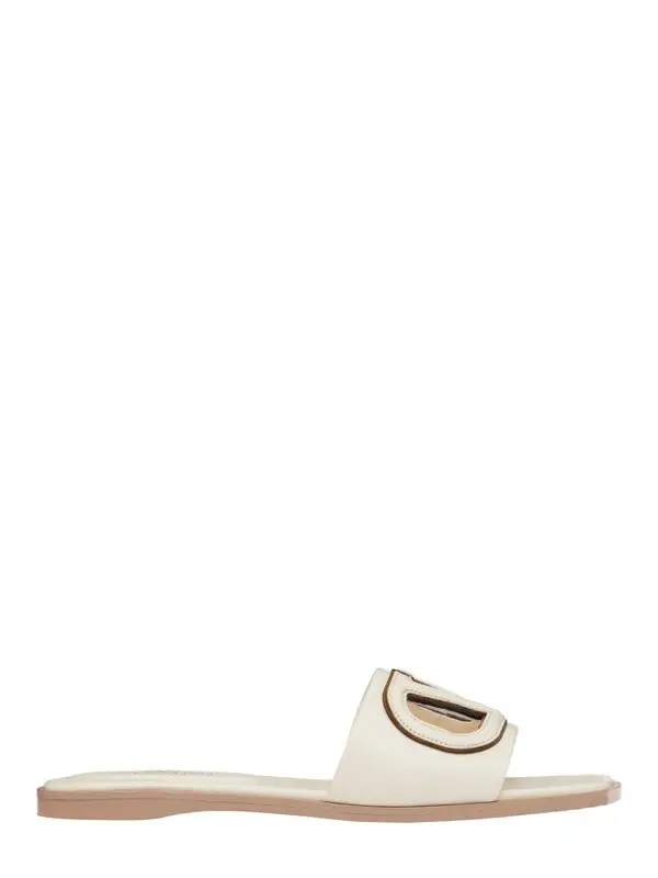 Valentino Garavani Vlogo Cut-out Calfskin Slide Sandals - White
