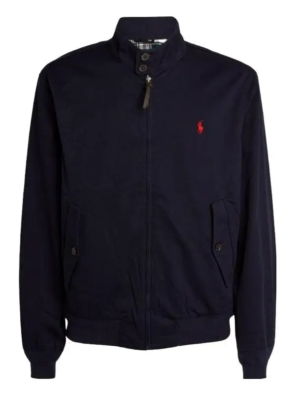 Polo Ralph Lauren Zip-up Stand Collar Jacket With Embroidered Logo - Black