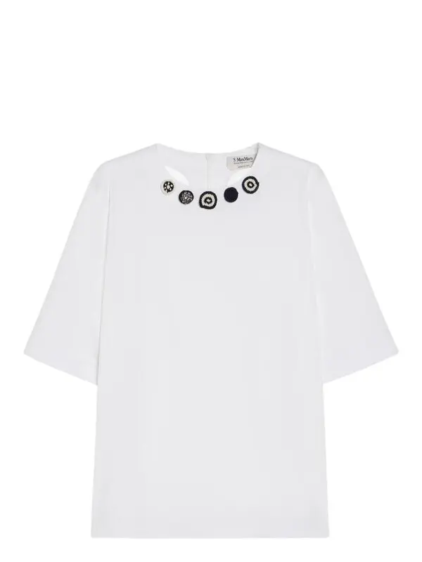 Max Mara Cotton Poplin Blouse With Detachable Embroidery - Optical White