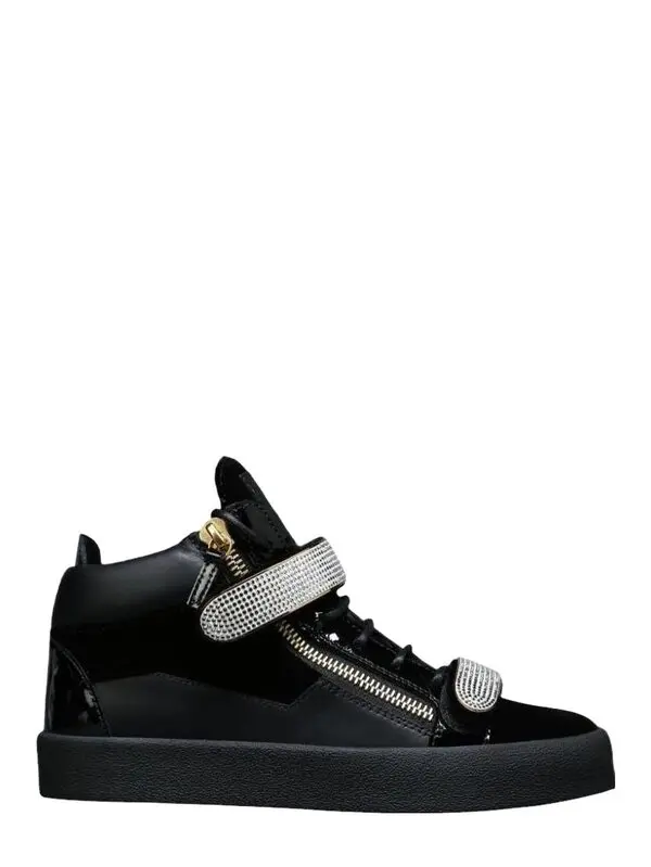 GIUSEPPE ZANOTTI High-top Sneakers With Diamond Embellished Velcro - Black