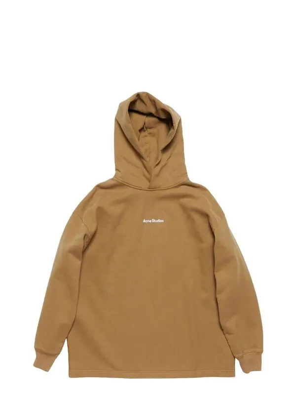 Acne Studios Logo Detail Drop Shoulder Hoodie - Mud Beige