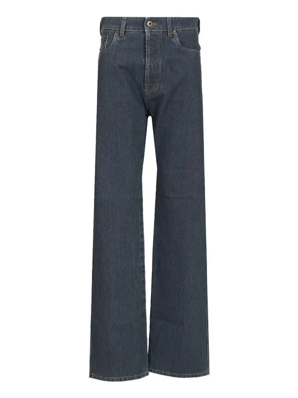 Miu Miu Flocked Denim Jeans - Blue