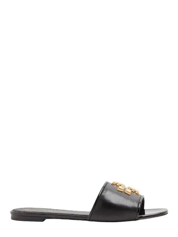 Tory Burch Eleanor Double T Logo Plaque Sandals - Black