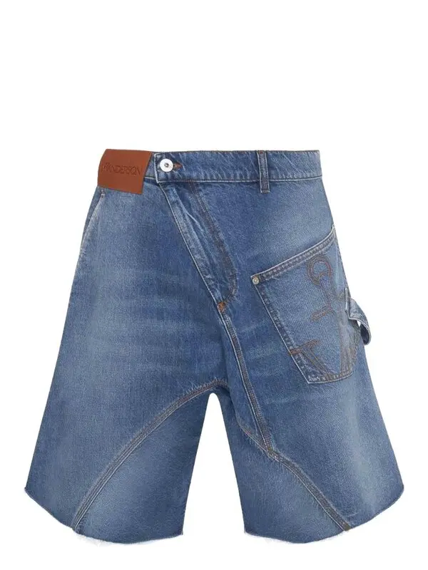 J.W.ANDERSON Twisted Wide-leg Denim Shorts - Blue