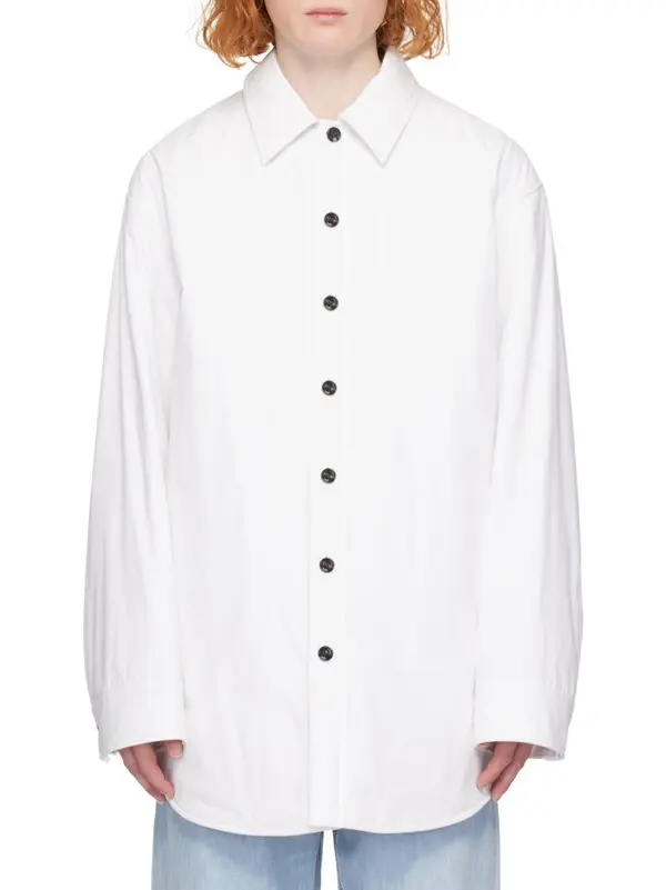Bottega Veneta Frosted Poplin Padded Jacket - White