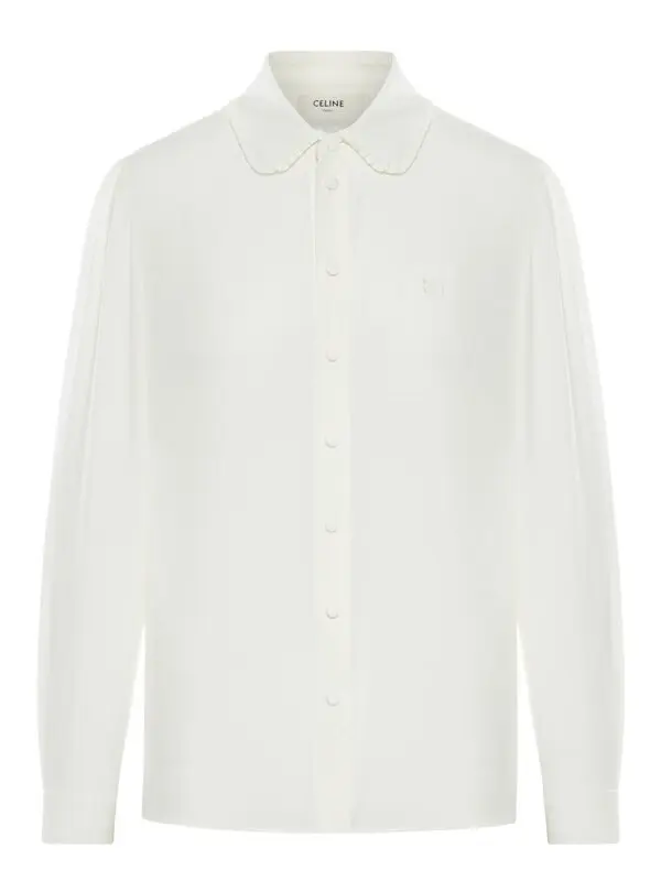 Celine Mia Shirt In Silk Crêpe And Acetate - Ivory