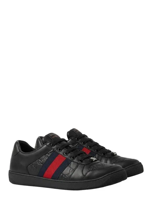 Gucci Embossed Gg Leather Insert Screener Sneakers - Black