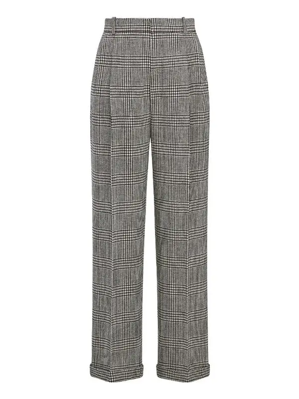 Dior Wide-leg Plaid Tailored Trousers - Gray