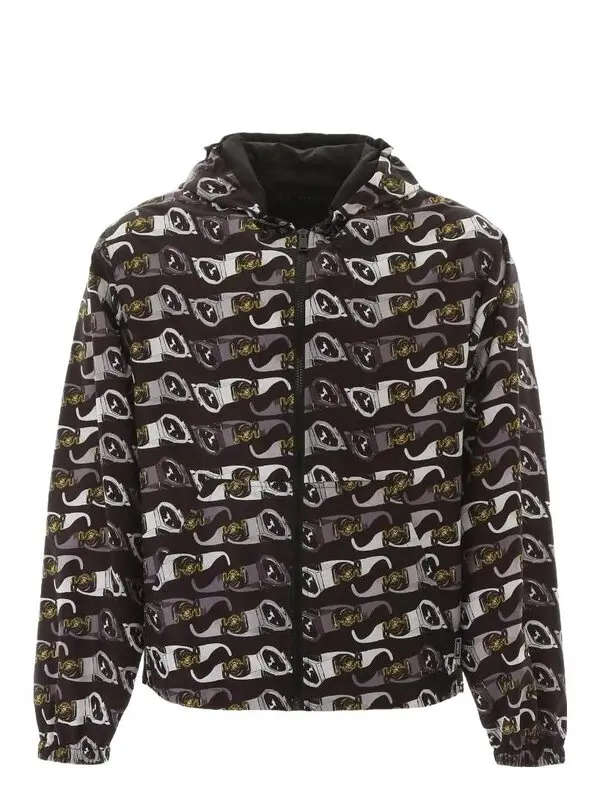 Versace Hooded Jacket With Sunglasses Print - Black